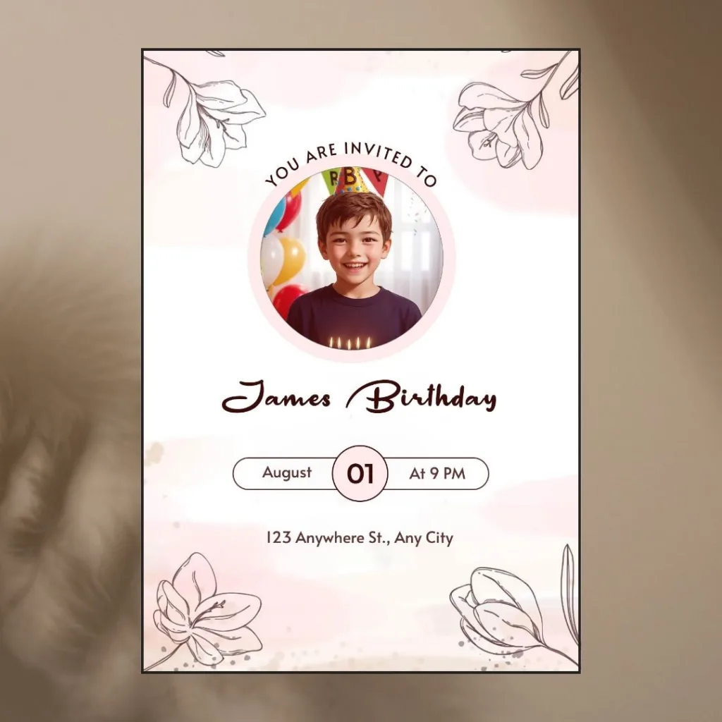 Floral Elegance Personalized Birthday Invitation - DesignGenix