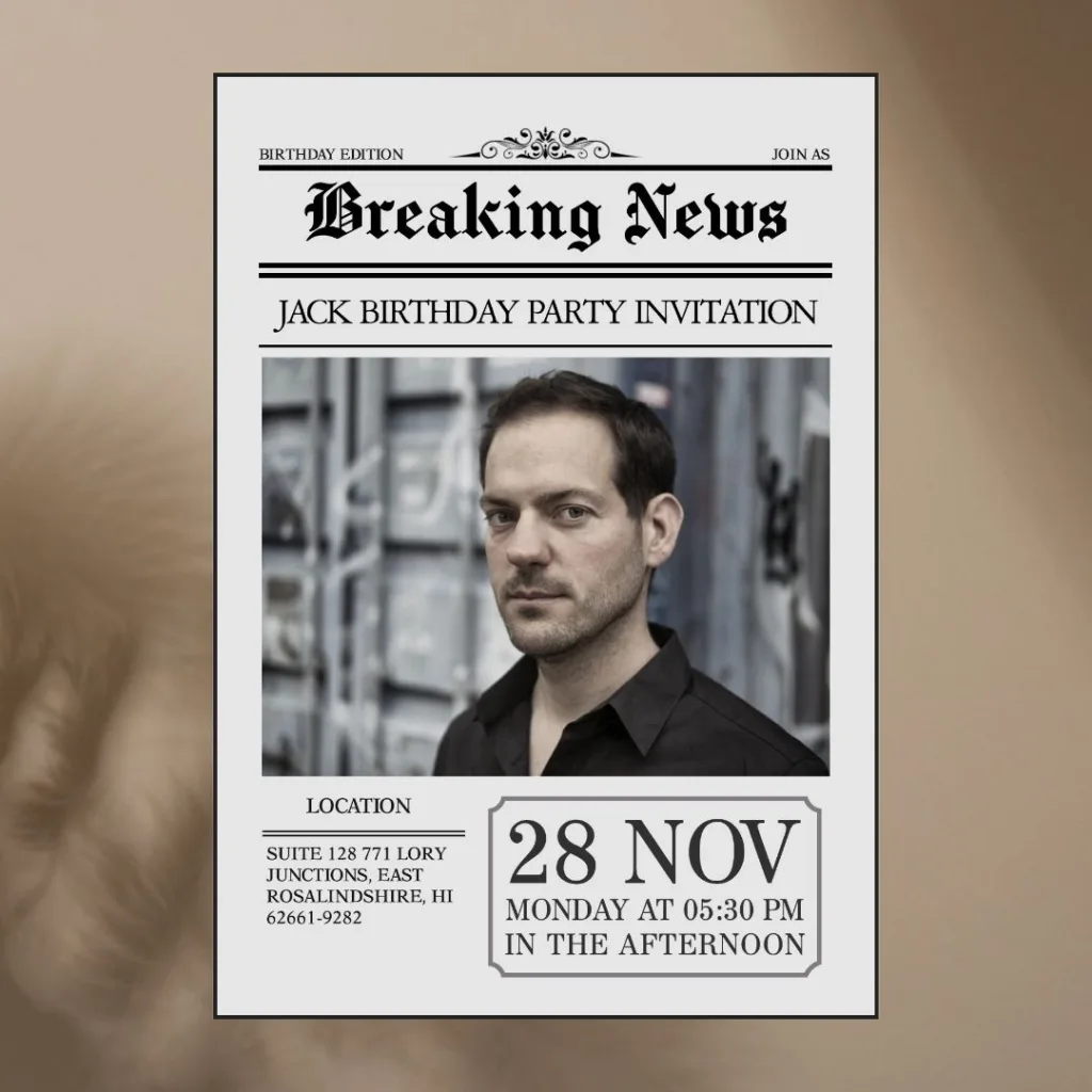 Breaking News Birthday Invitation - DesignGenix