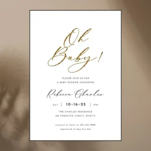 Minimalist Script Baby Shower Invitation - DesignGenix