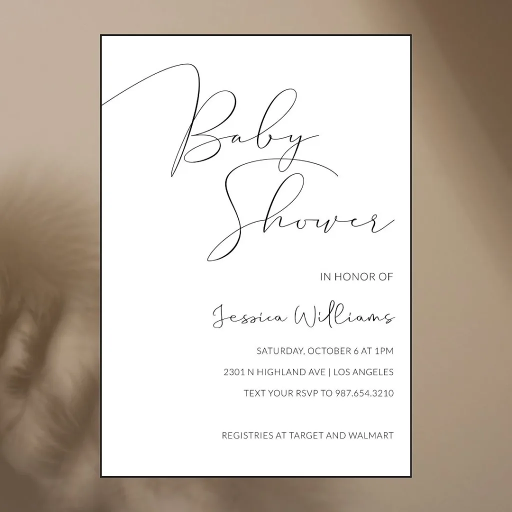 Minimalist Script Baby Shower Invitation - DesignGenix