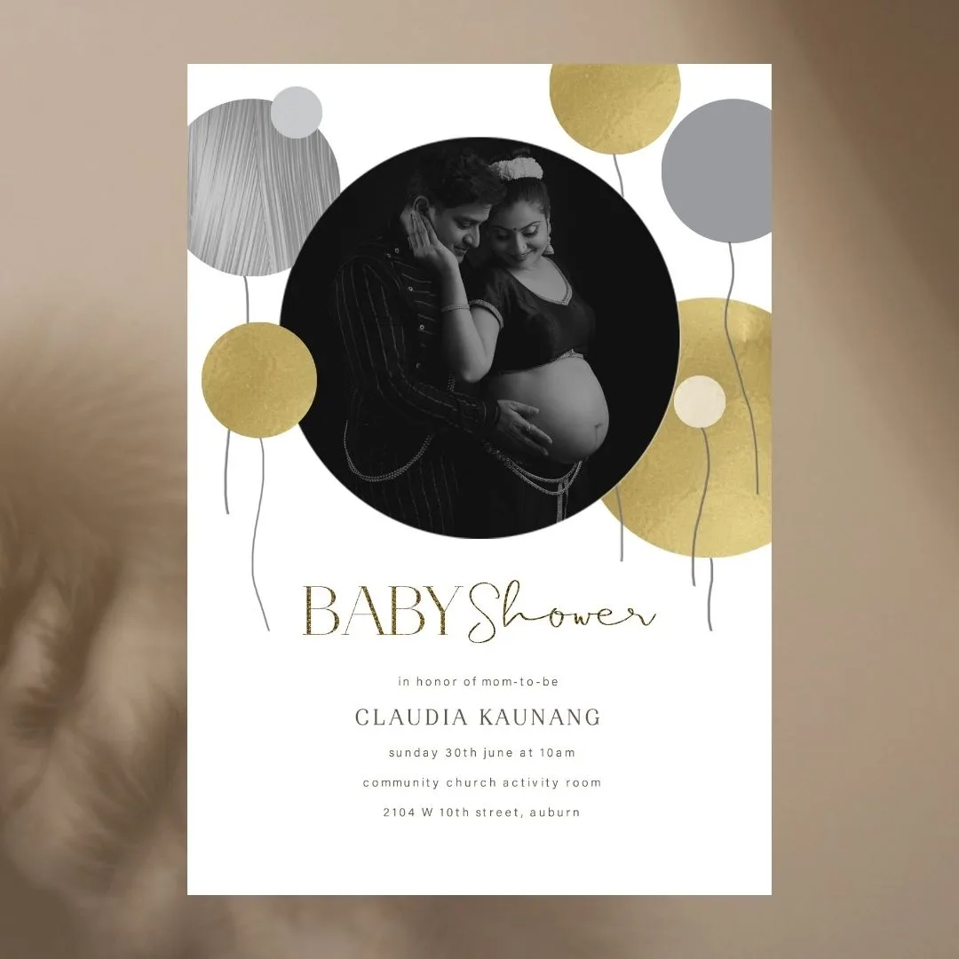 Modern Gold & Black Baby Shower Invitation - DesignGenix
