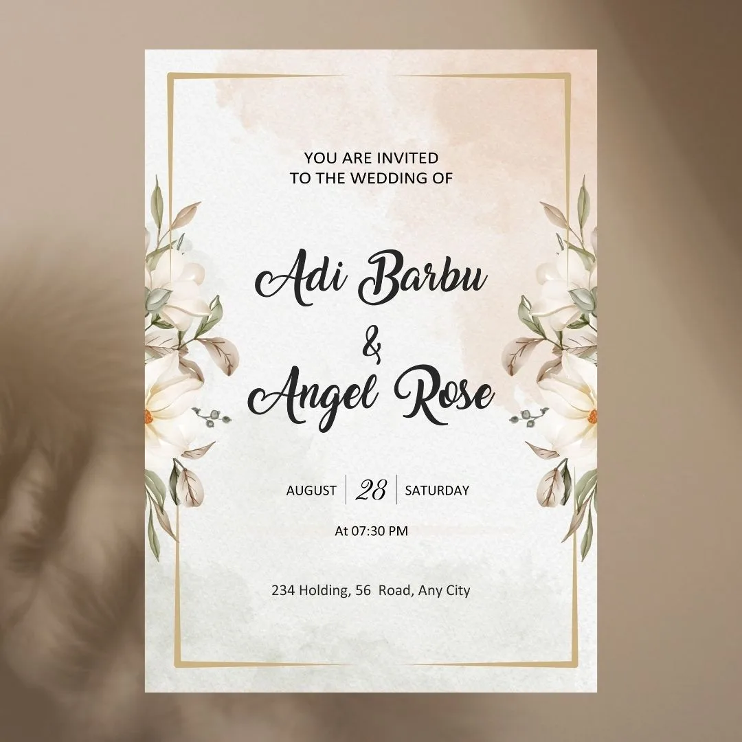 Floral Wedding Invitation Card - DesignGenix