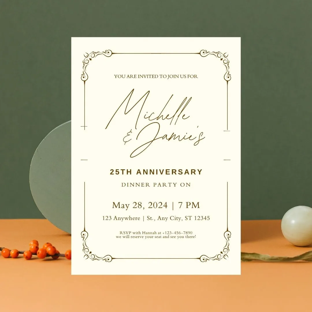 Elegant 25th Wedding Anniversary Invitation - DesignGenix
