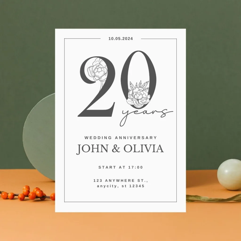 Elegant Minimalist Wedding Anniversary Invitation - DesignGenix