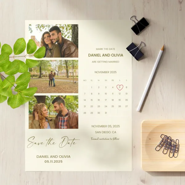 Elegant Photo Collage Save the Date - DesignGenix
