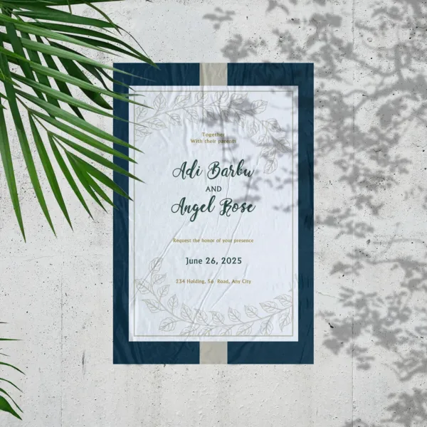 Classic Leaf Border Wedding Invitation Card - DesignGenix