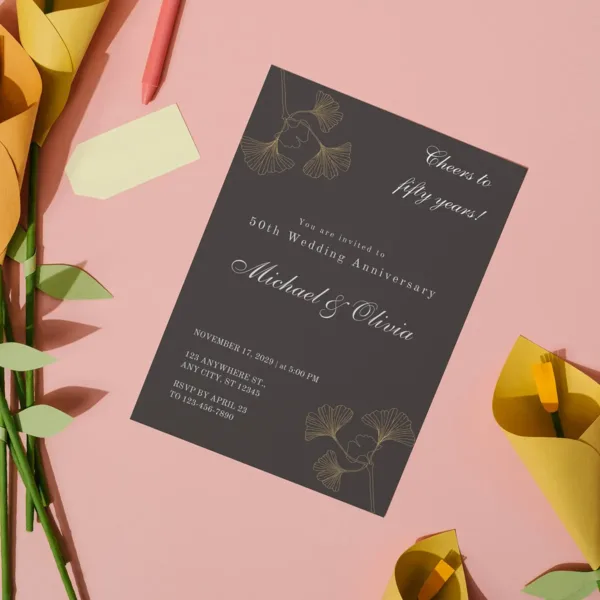 Modern Classic Wedding Anniversary Invitation - DesignGenix