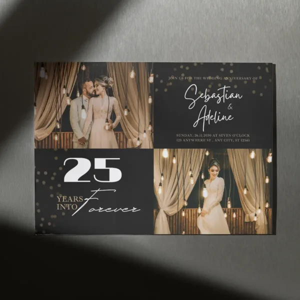 Photo Collage Modern Wedding Anniversary Invitation - DesignGenix