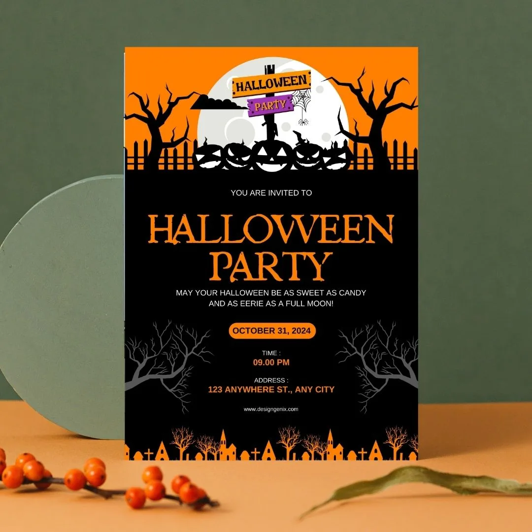 Spooky Halloween Party Invitation - DesignGenix