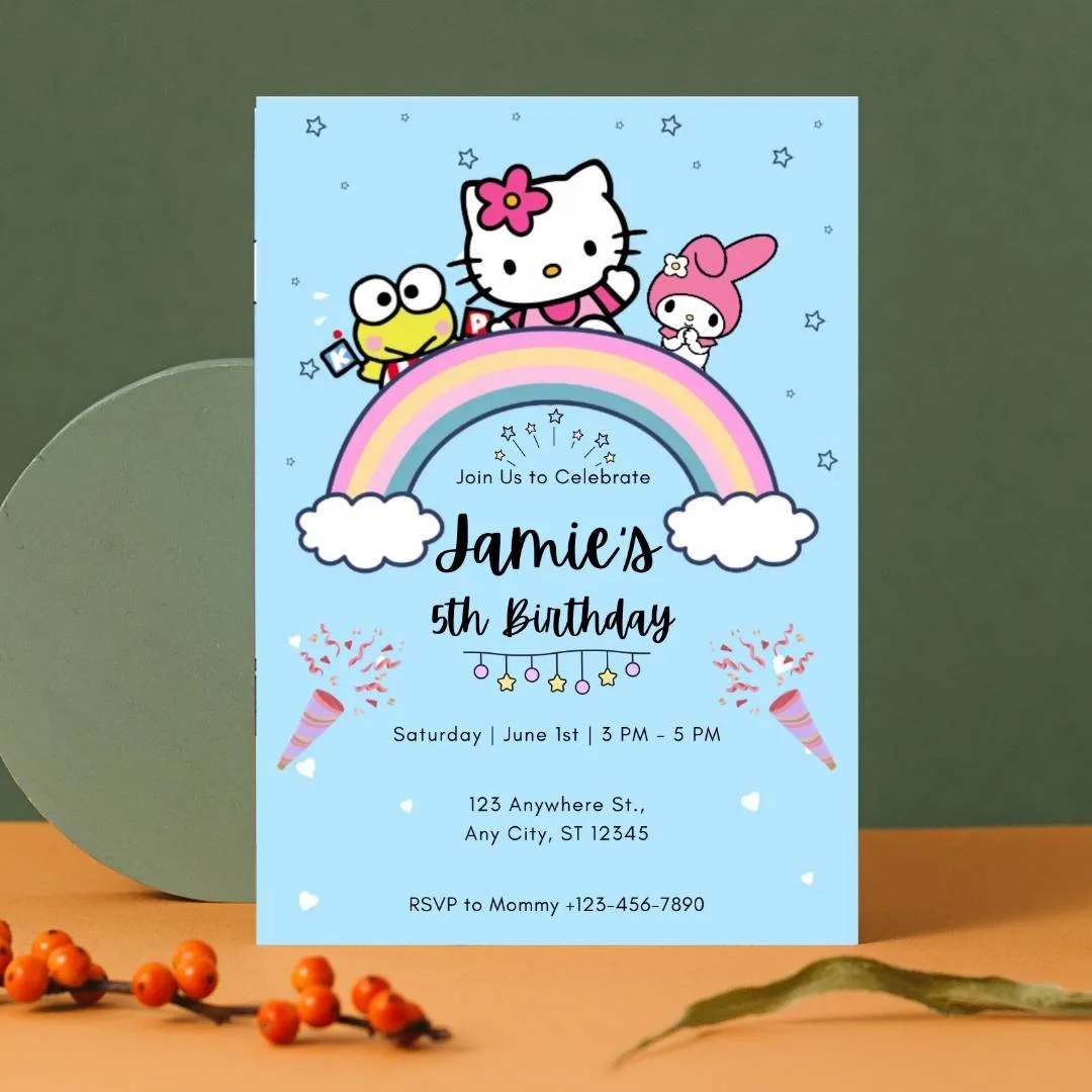 Hello Kitty Birthday Party Invitation Card - DesignGenix
