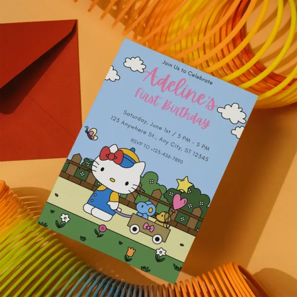 Hello Kitty Birthday Invitation Card - DesignGenix