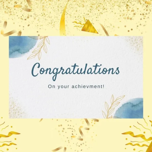 Elegant Gold and Blue Watercolor Congratulations Card - DesignGenix